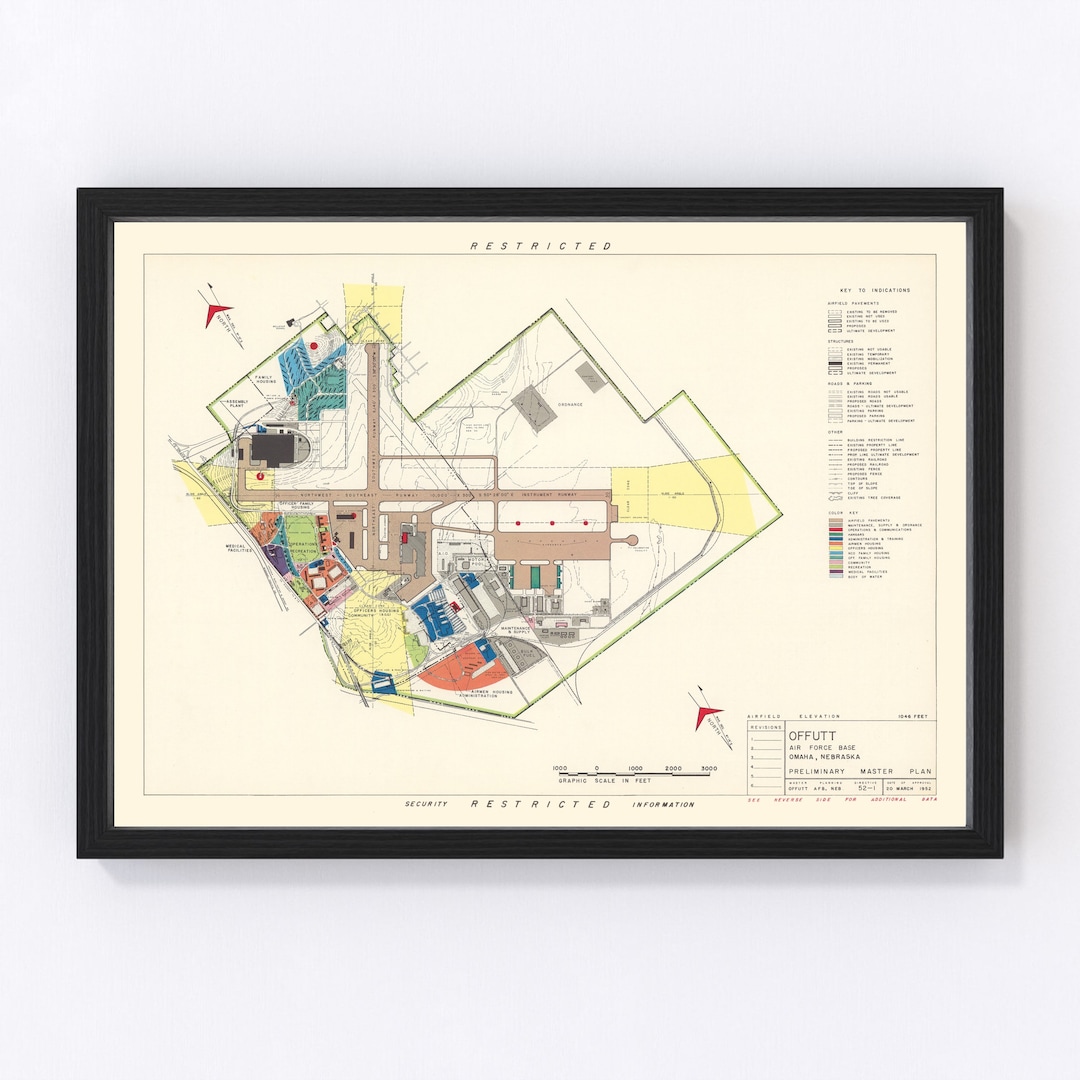 Offutt Air Force Base Vicinity Map 1952, Vintage Offutt Air Force Base ...