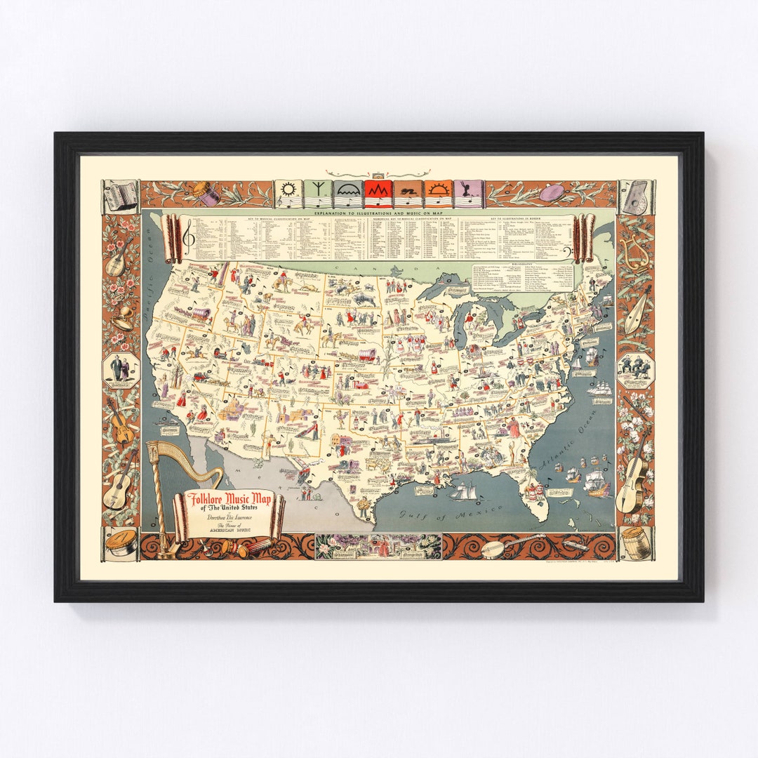 United States Map 1945, Vintage United States Map, Old United States ...