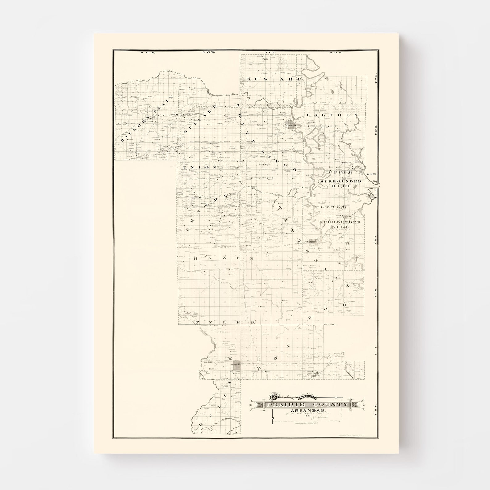 Prairie County Arkansas Map 1892 Old Map of Prairie County - Etsy