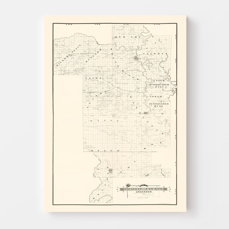 Prairie County Arkansas Map 1892 Old Map of Prairie County - Etsy
