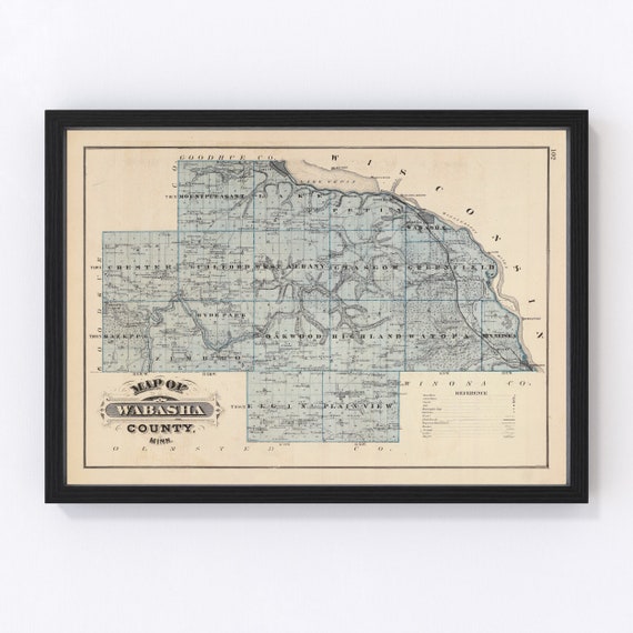 Wabasha County MN Map 1874 Old Map of Wabasha Minnesota Art - Etsy
