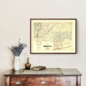 Forest County Map 1876, Vintage Forest County Map, Old Forest County ...