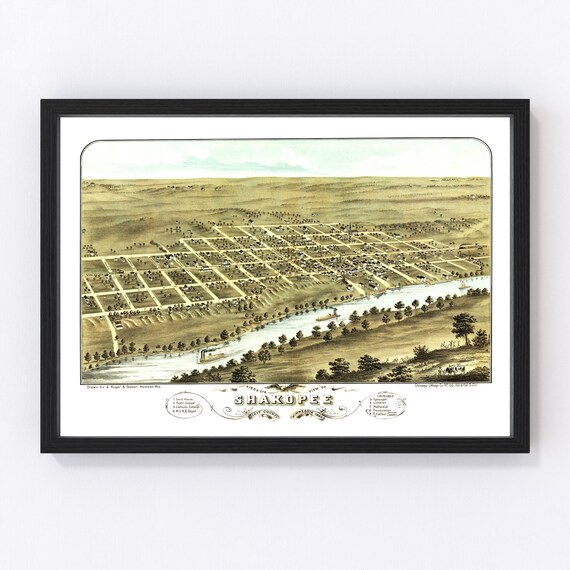 Shakopee Map 1869 Old Map of Shakopee Minnesota Art Vintage - Etsy