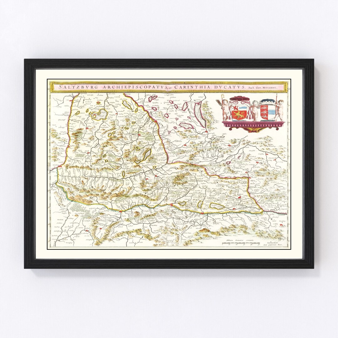Western Austria Map 1665, Vintage Western Austria Map, Old Western ...