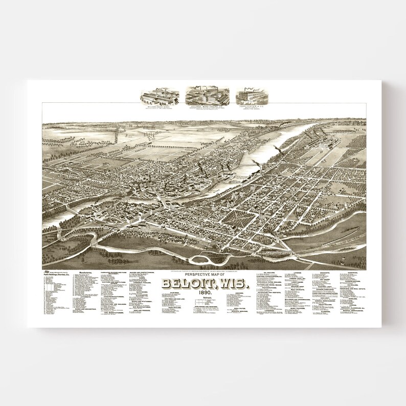 Beloit Map 1890 Old Map of Beloit Wisconsin Art Vintage - Etsy
