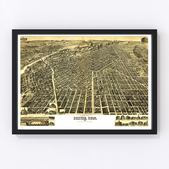 Denver Map 1889 Old Map of Denver Colorado Art Vintage Print - Etsy
