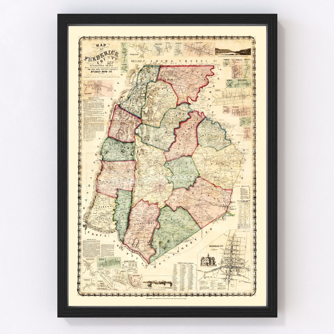 Frederick County Maryland Map 1858 - Old Map of Frederick County ...
