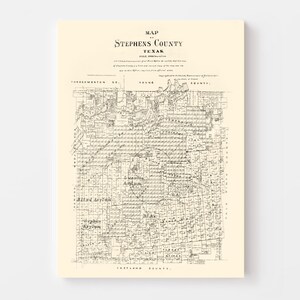 Stephens County Map 1879, Vintage Stephens County Map, Old Stephens ...