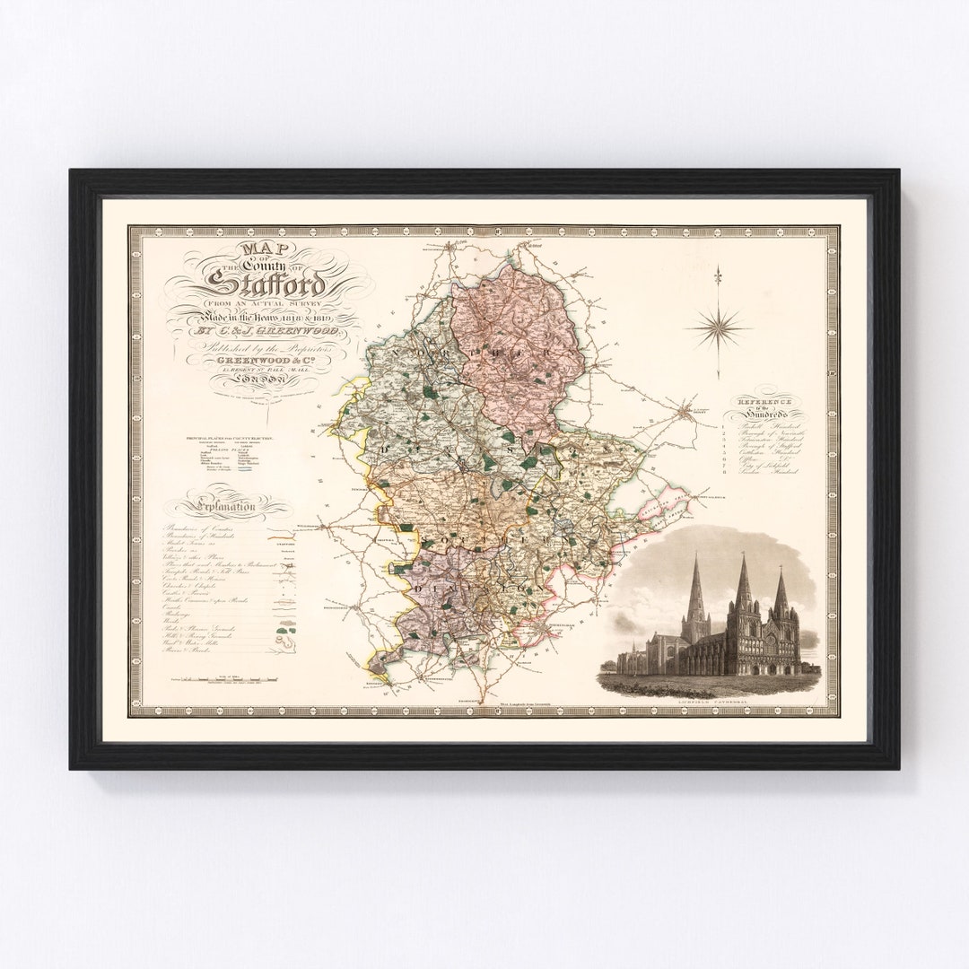 Stafford England Map 1830 Old Map of Stafford England England Art ...