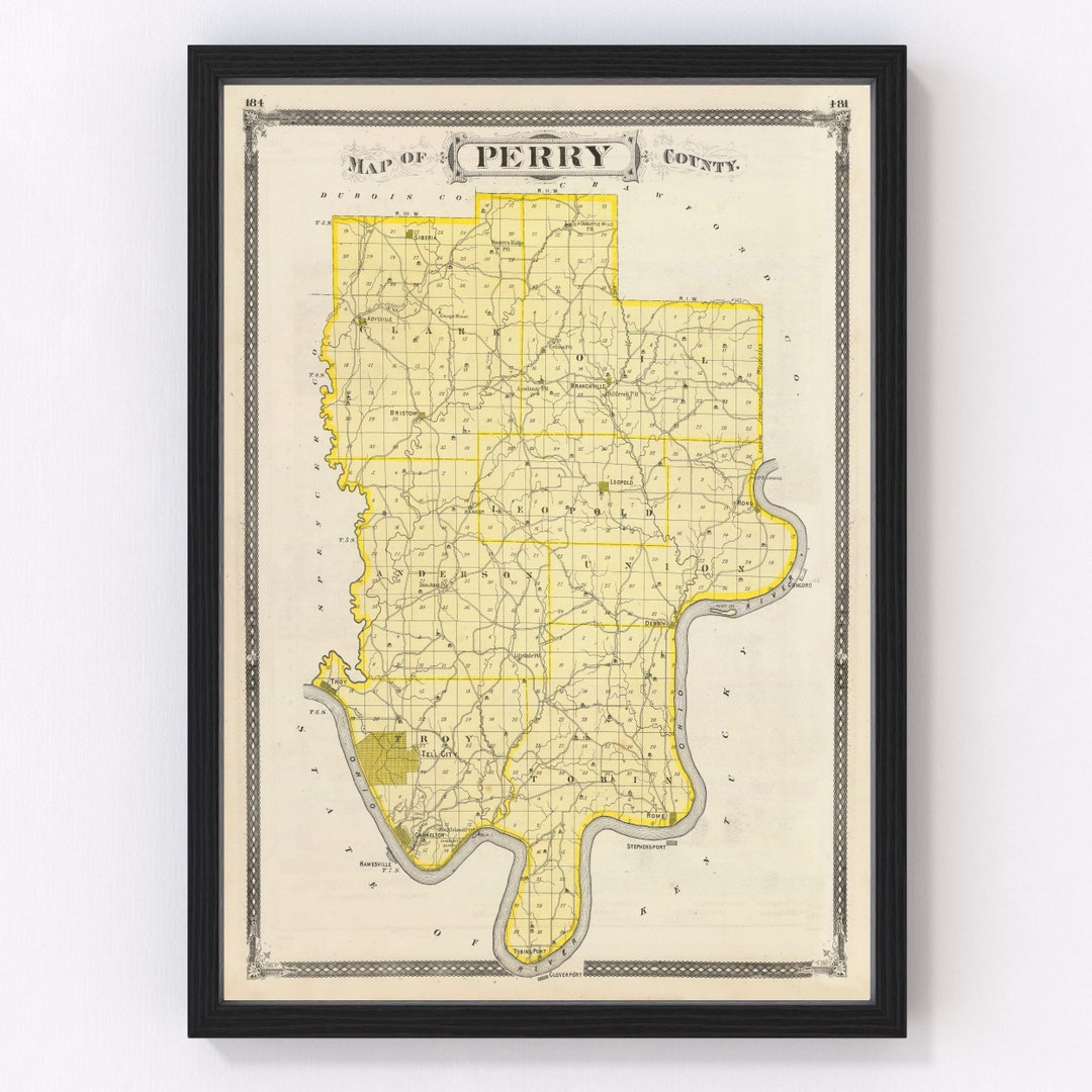 Perry County Map 1876, Vintage Perry County Map, Old Perry County ...