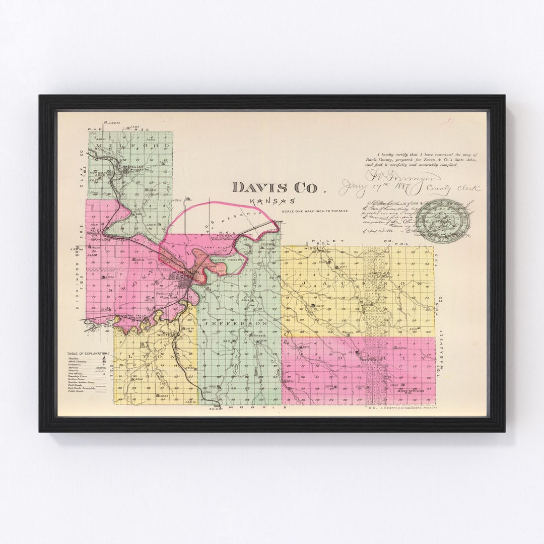 Davis County Map 1887, Vintage Davis County Map, Old Davis County ...