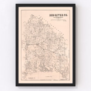 Red River County Texas Map 1879 Old Map of Red River County Texas Art ...