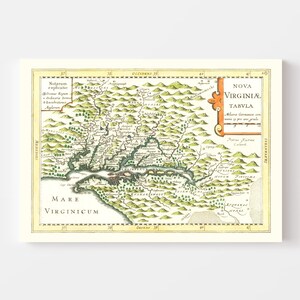 Virginia Map 1630 Old Map of Virginia Art Vintage Print Framed Wall Art ...