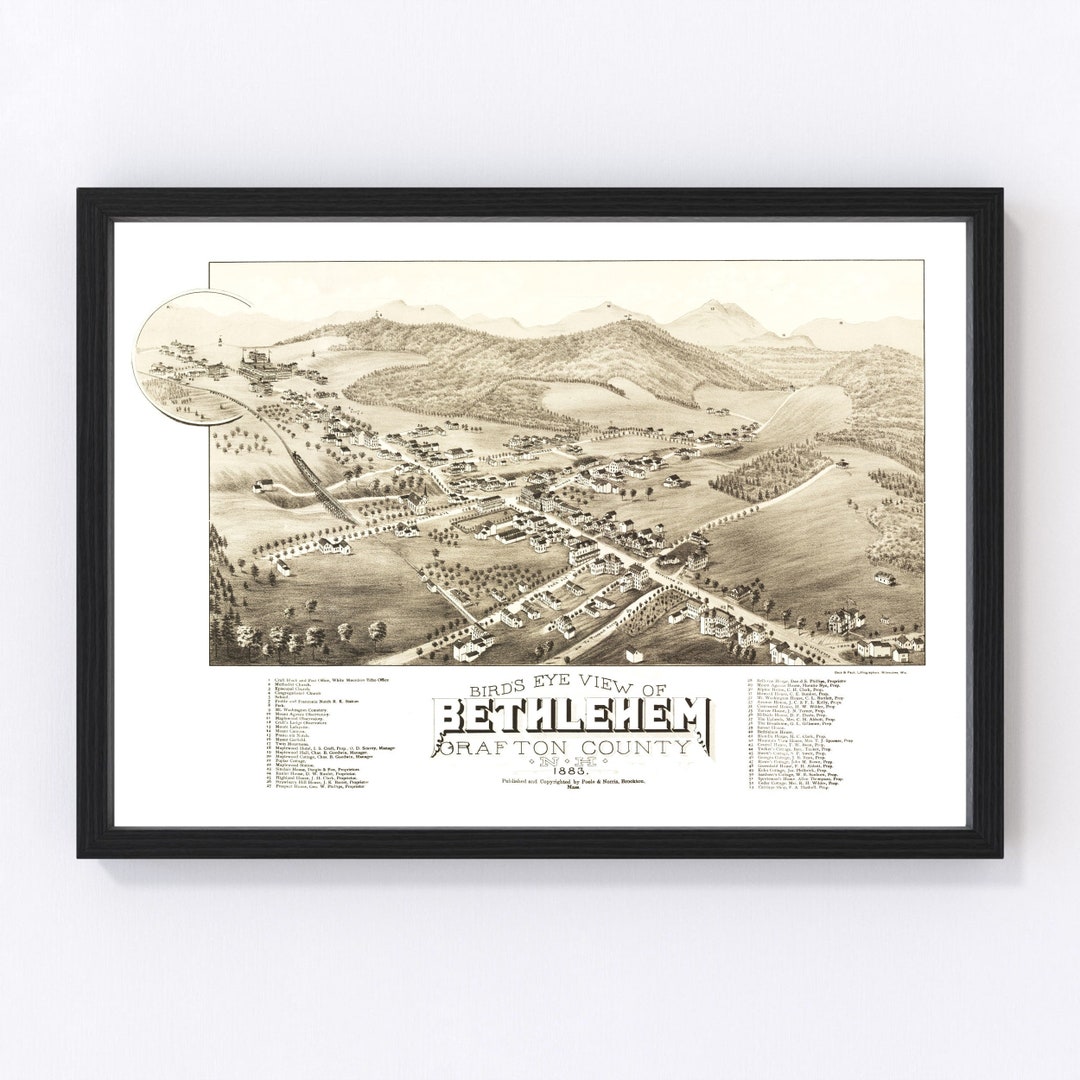Bethlehem Map 1883 - Old Map of Bethlehem New Hampshire Art Vintage ...