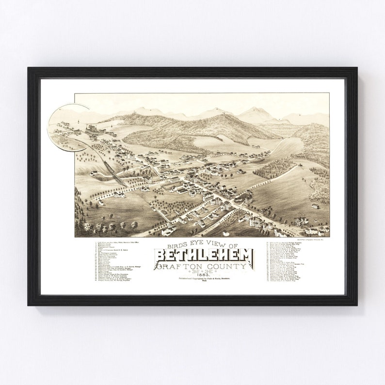Bethlehem Map 1883 Old Map of Bethlehem New Hampshire Art - Etsy