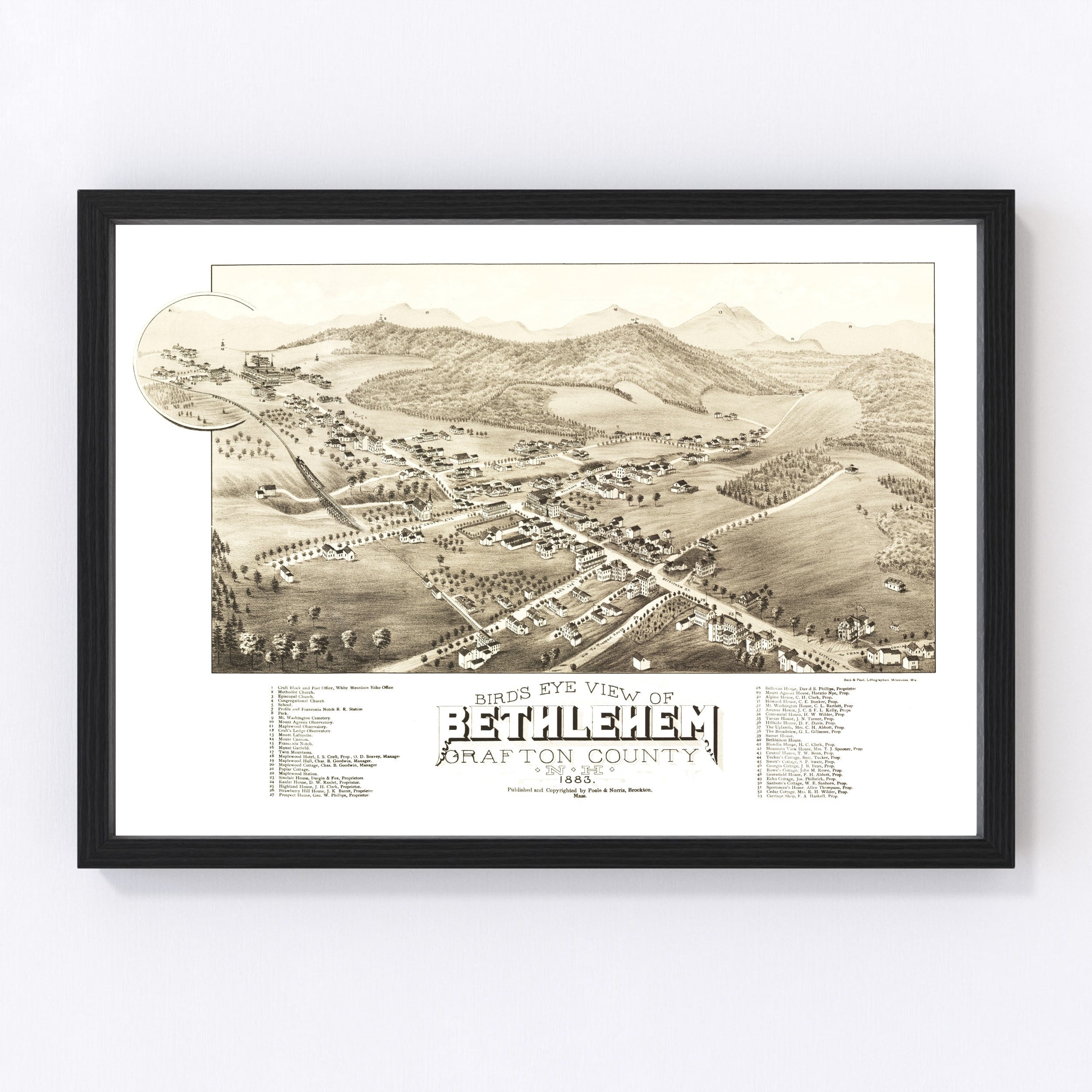 Bethlehem Map 1883 Old Map of Bethlehem New Hampshire Art - Etsy