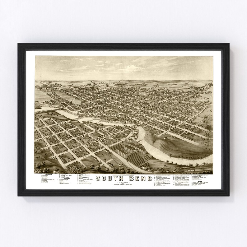 South Bend Map 1874 Old Map of South Bend Indiana Art - Etsy