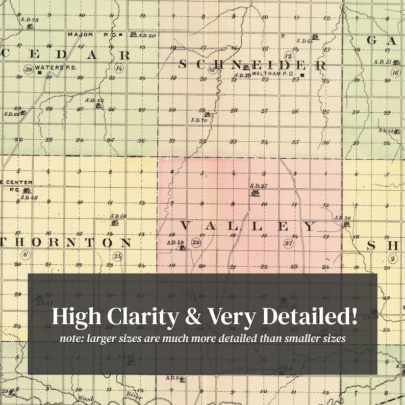 Buffalo County NE Map 1885 Old Map of Kearney Nebraska Art - Etsy