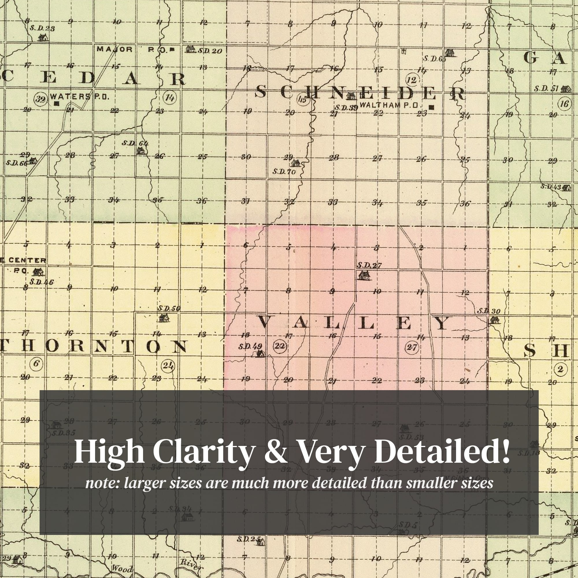 Buffalo County NE Map 1885 Old Map of Kearney Nebraska Art - Etsy