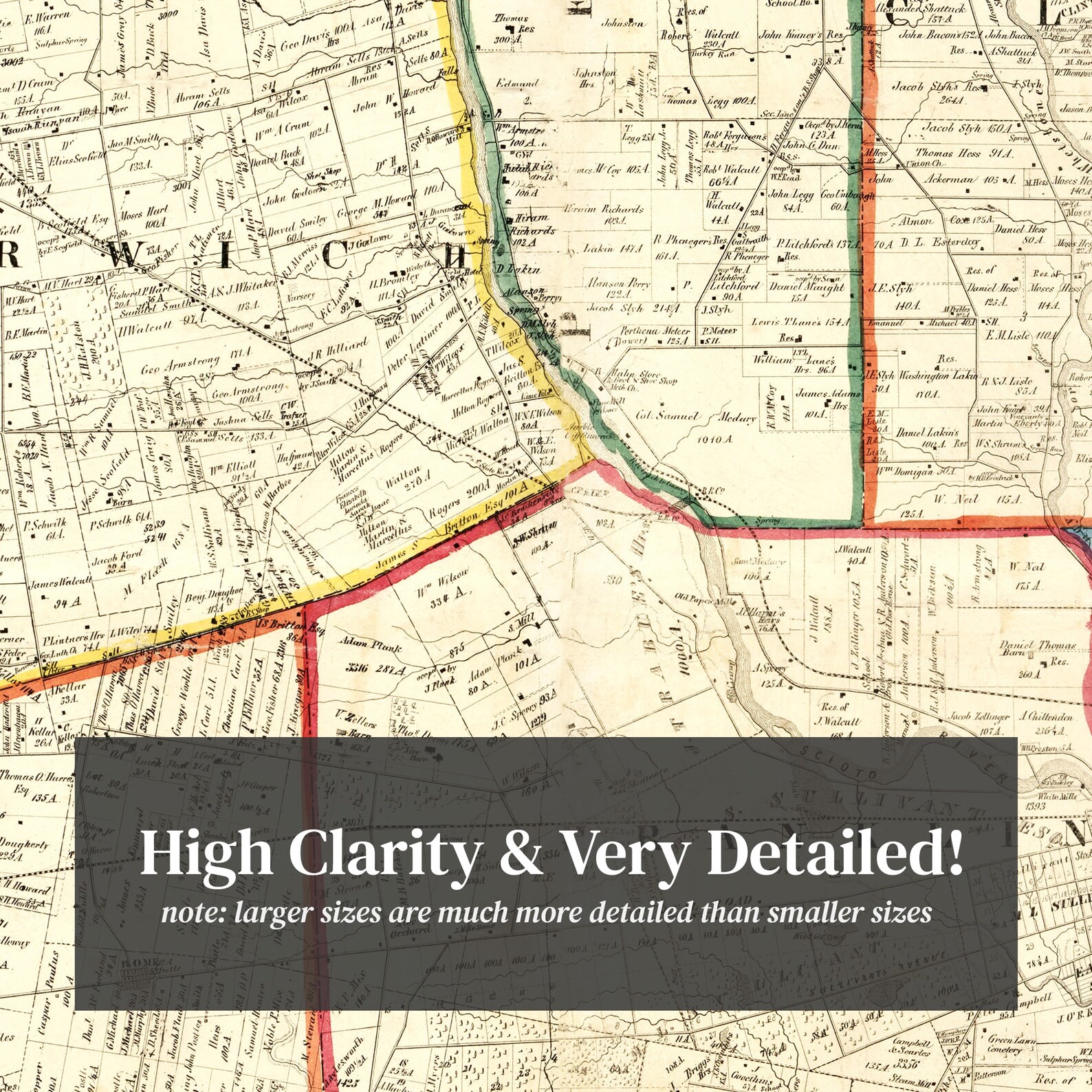 Franklin County Ohio Map 1856 Old Map of Franklin County - Etsy