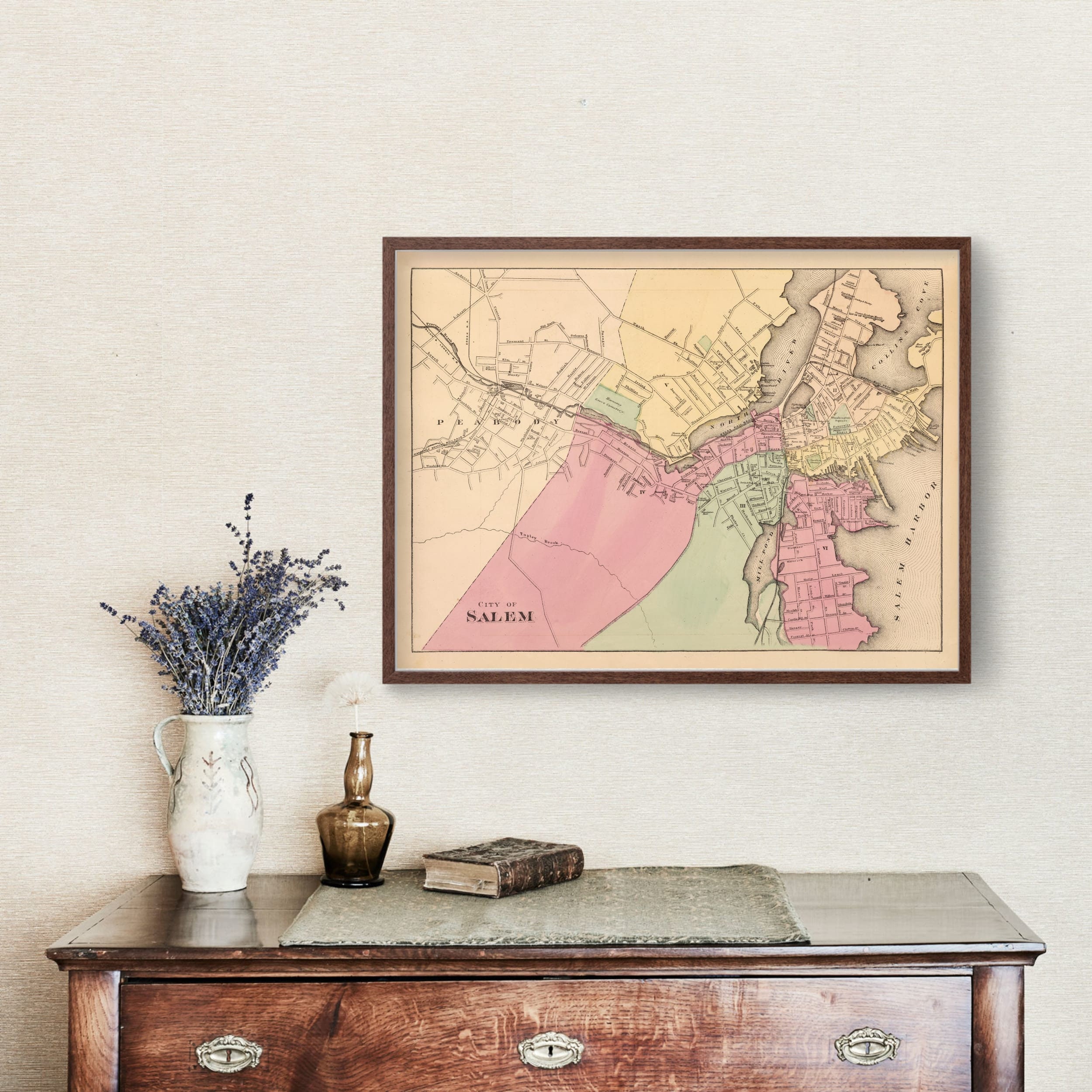 Salem Map 1871 - Old Map of Salem Massachusetts Art Vintage Print ...