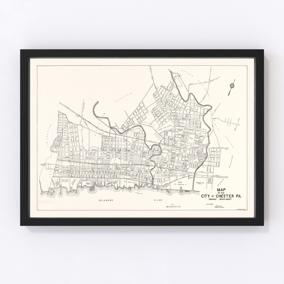 Chester Map 1929 Old Map of Chester Pennsylvania Art Vintage Print ...