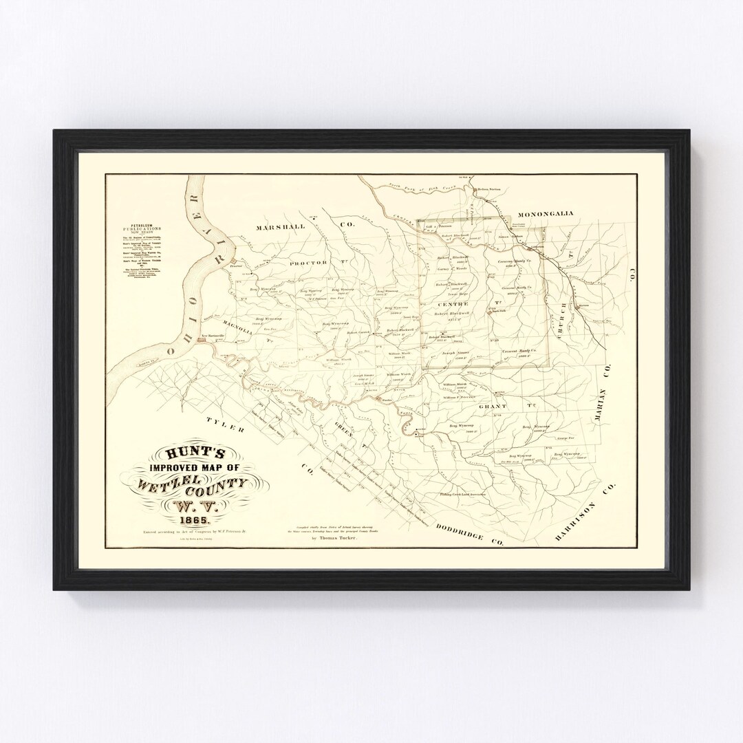 Wetzel County West Virginia Map 1865 Old Map of Wetzel County West ...