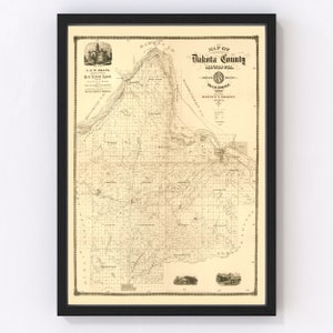 Dakota County Minnesota Map 1874 Old Map of Dakota County Minnesota Art ...