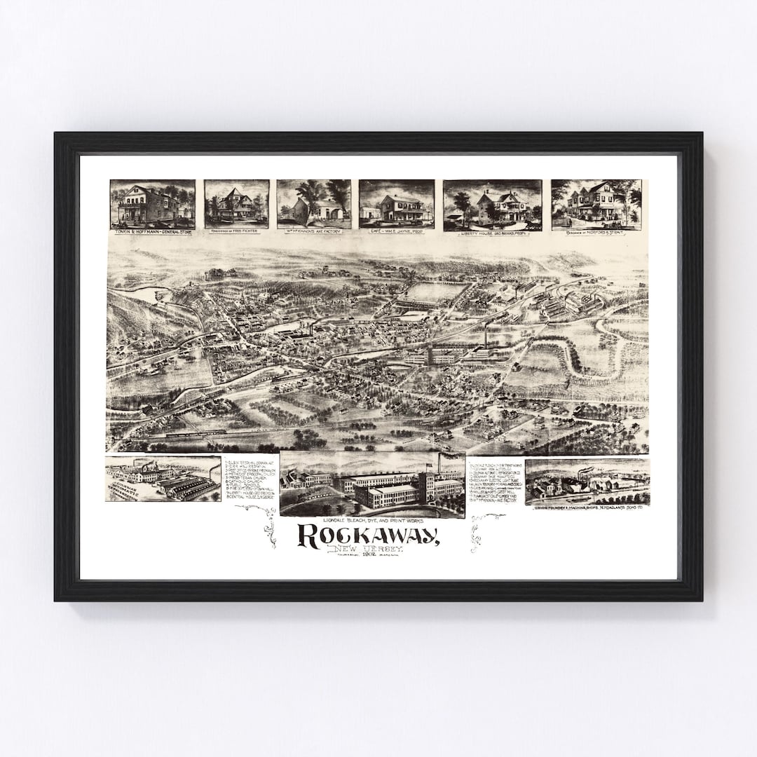 Rockaway Map 1902, Vintage Rockaway Map, Old Rockaway New Jersey Art ...