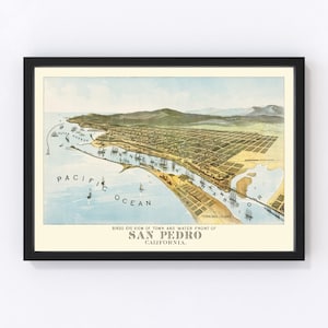 San Pedro Map 1897 - Old Map of San Pedro California Art Vintage Print ...