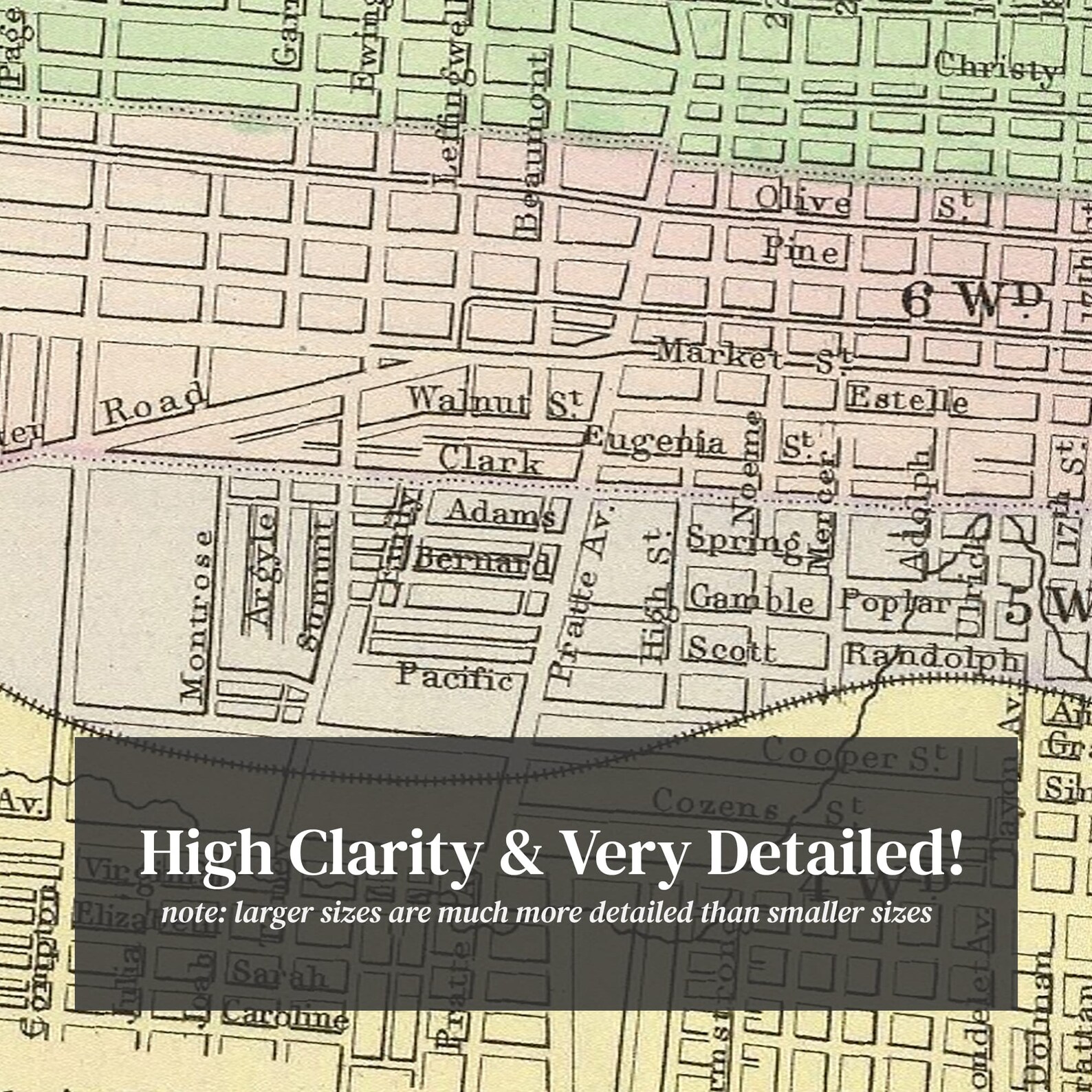 Saint Louis Map 1890, Vintage Saint Louis Map, Old Saint Louis Missouri ...