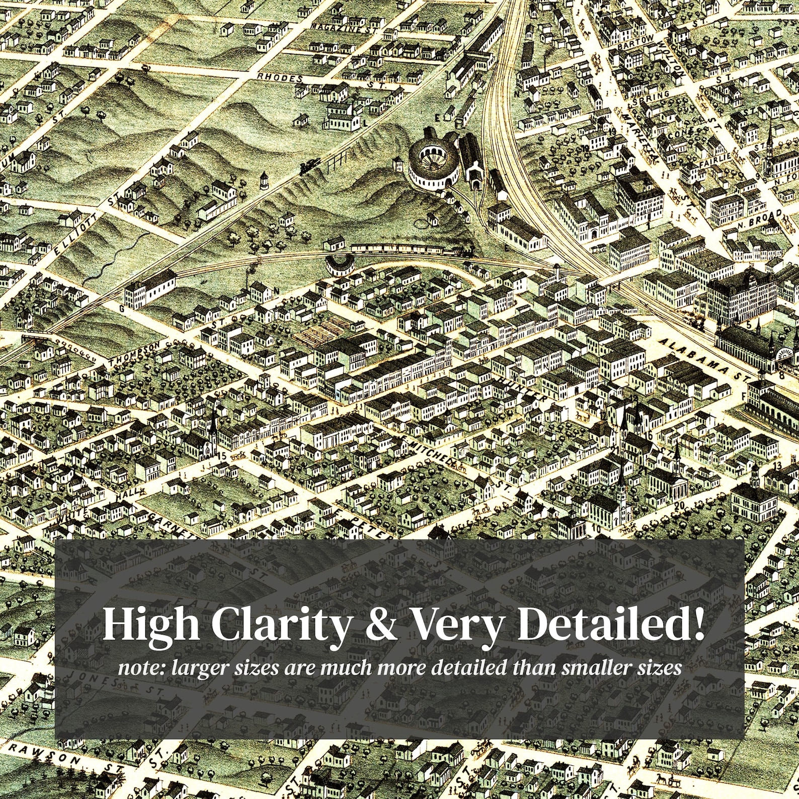 Atlanta Map 1871 Old Map of Atlanta Georgia Art Vintage - Etsy