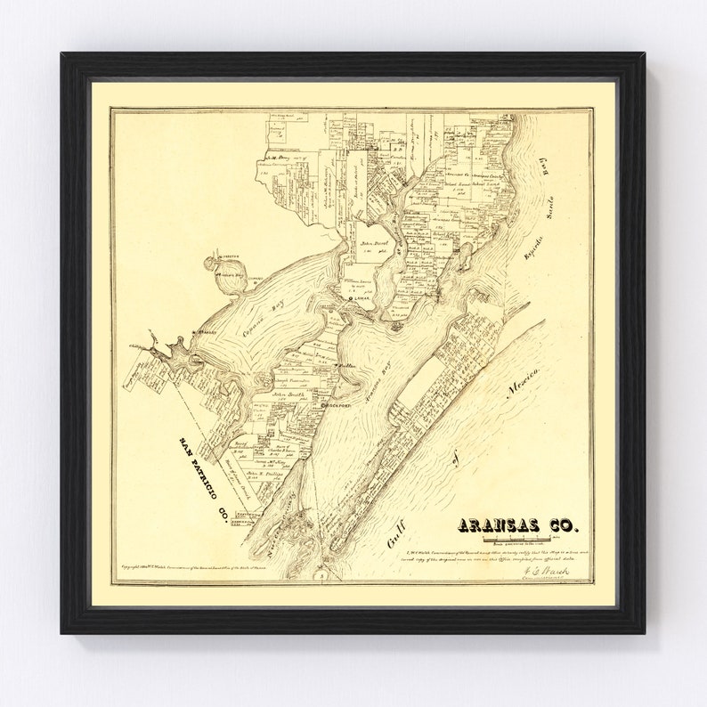 Aransas County Texas Map 1880 Old Map of Aransas County - Etsy