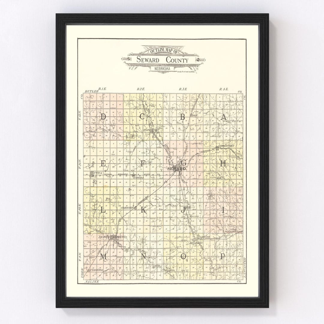 Seward County Map 1908, Vintage Seward County Map, Old Seward County ...