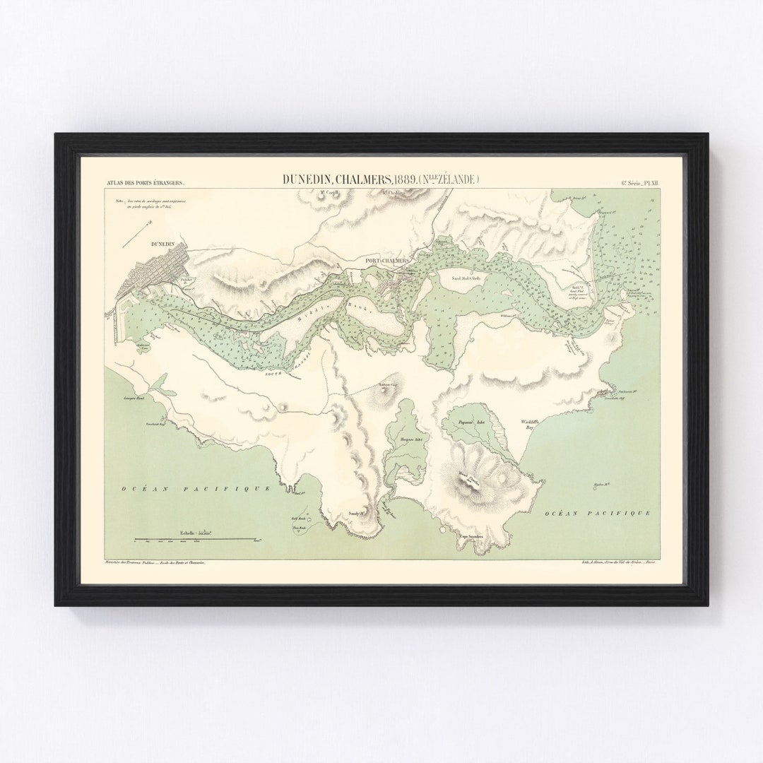 Dunedin Map 1889 Old Map of Dunedin New Zealand Art Vintage Print ...