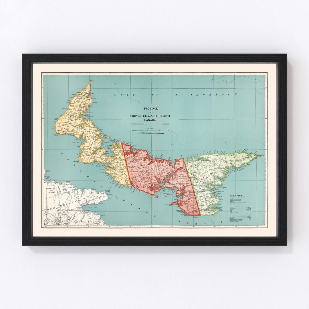 Prince Edward Island Canada Map 1925 - Old Map of Prince Edward Island ...