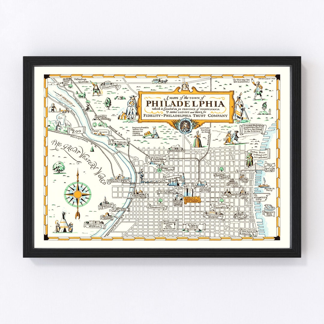 Philadelphia Map 1940 - Old Map of Philadelphia Pennsylvania Art ...