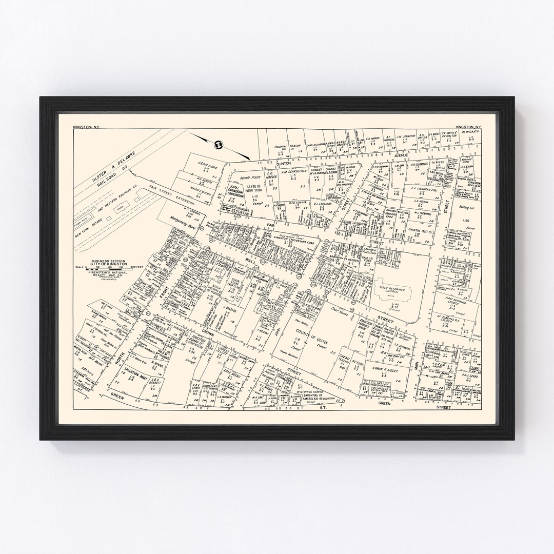 Kingston Map 1947 Old Map of Kingston Business Section New York Art ...