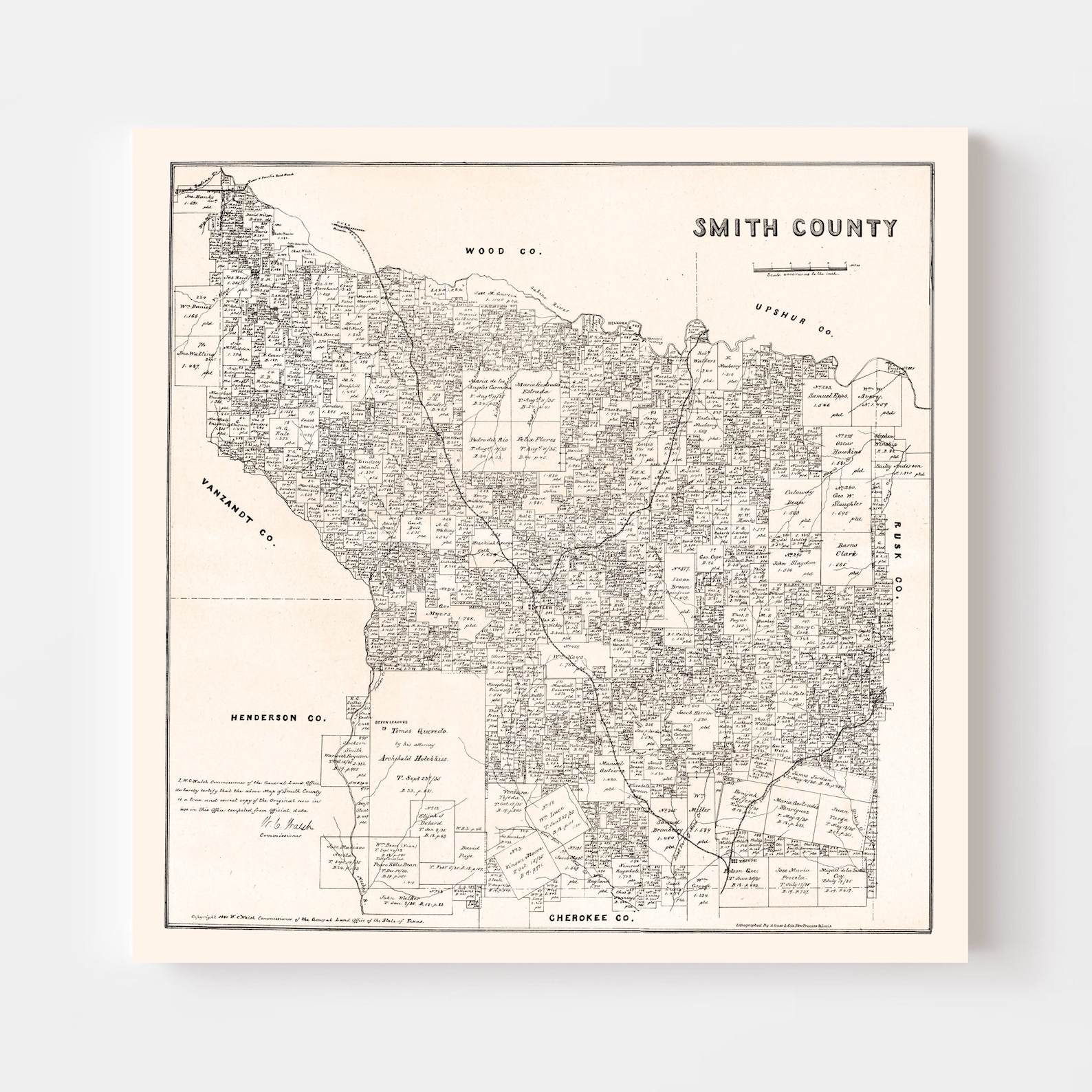 Smith County Texas Map 1880 Old Map of Smith County Texas - Etsy