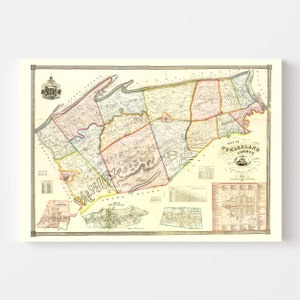 Cumberland County Map 1858, Vintage Cumberland County Map, Old ...