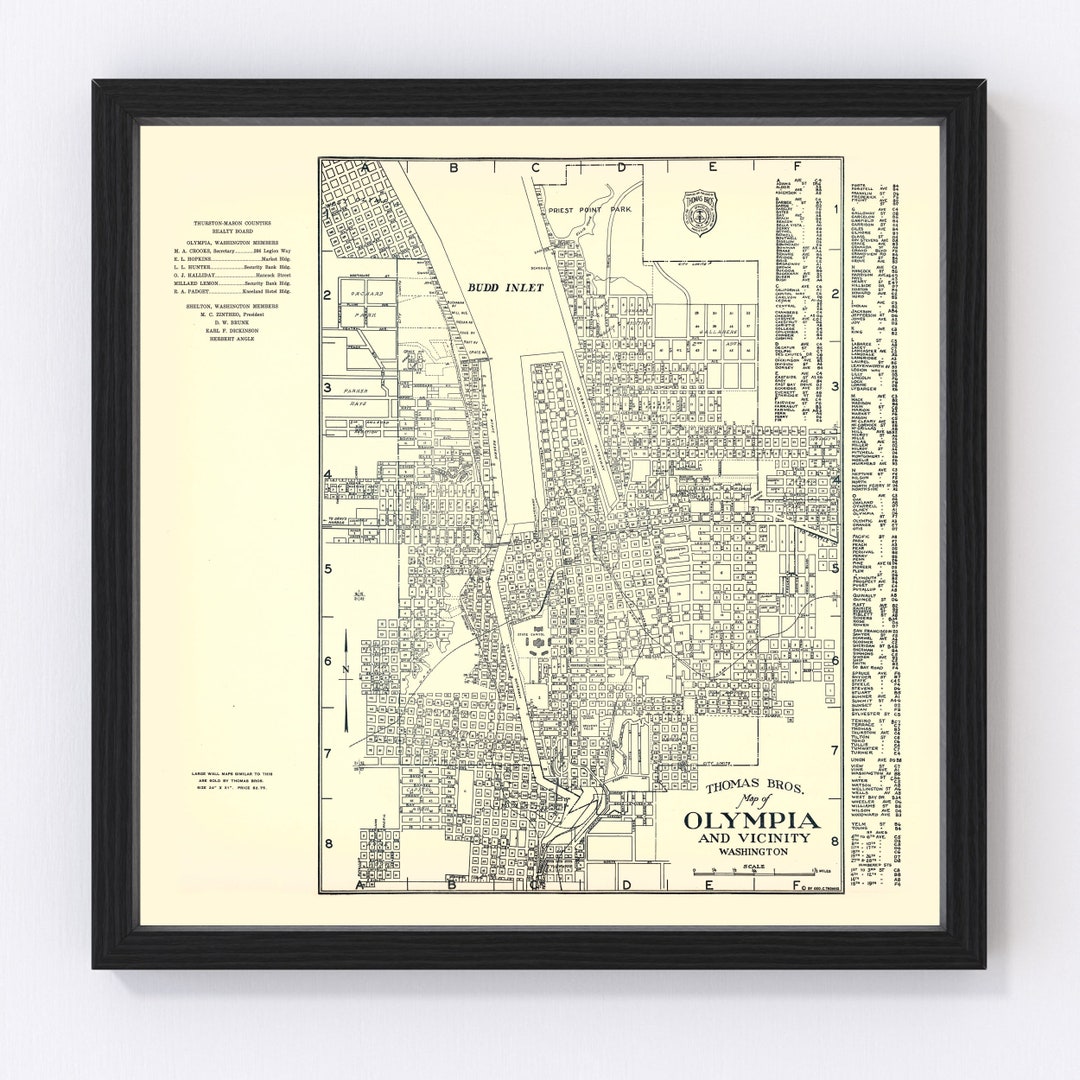 Olympia Map 1920 Old Map of Olympia Washington Art Vintage Print Framed ...