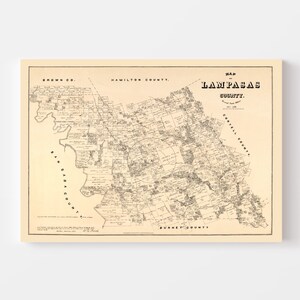 Lampasas County Texas Map 1879 Old Map of Lampasas County - Etsy