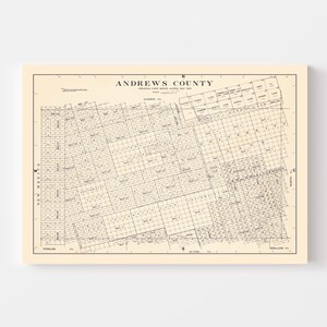 Andrews County TX Map 1925 Old Map of Texas Art Vintage Print Framed ...