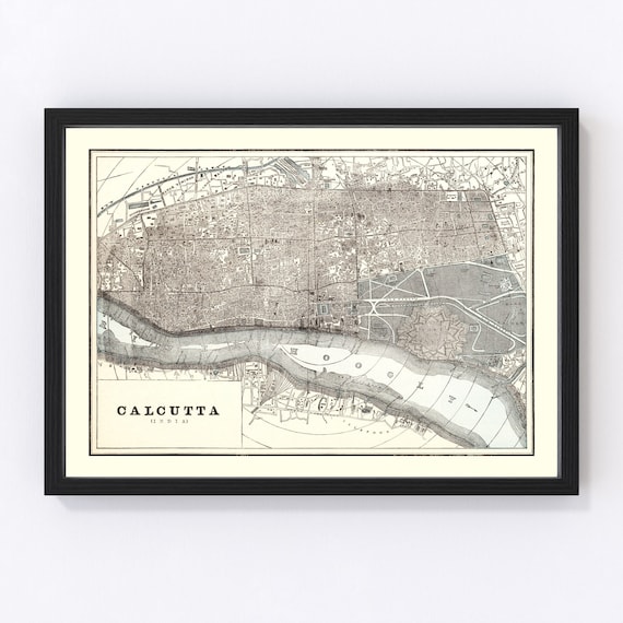 Calcutta Map 1893 Old Map of Calcutta India Art Vintage - Etsy