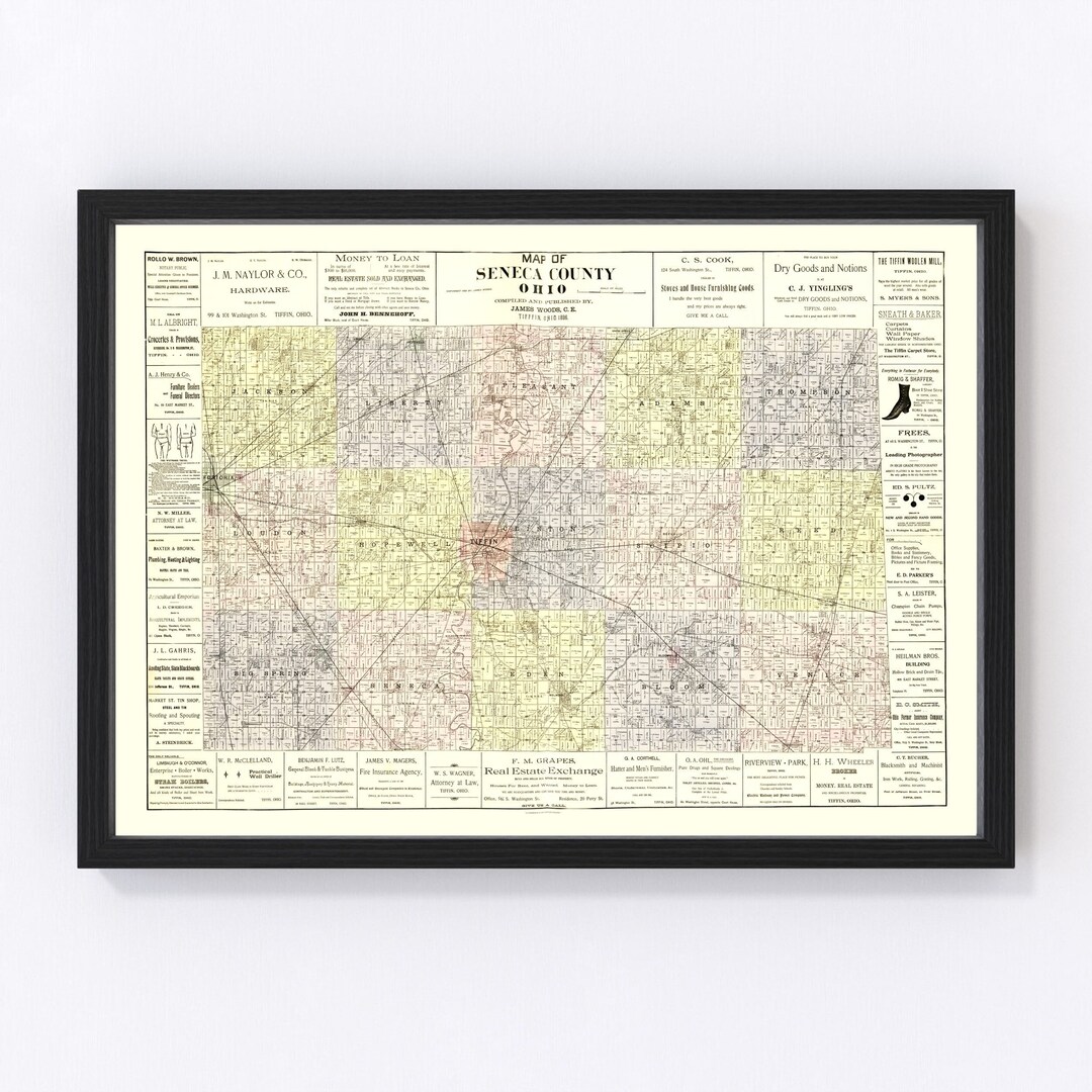 Seneca County Map 1896, Vintage Seneca County Map, Old Seneca County ...