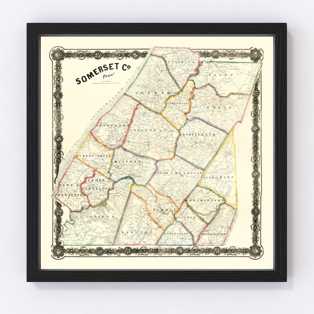 Somerset County Pennsylvania Map 1860 Old Map of Somerset County ...