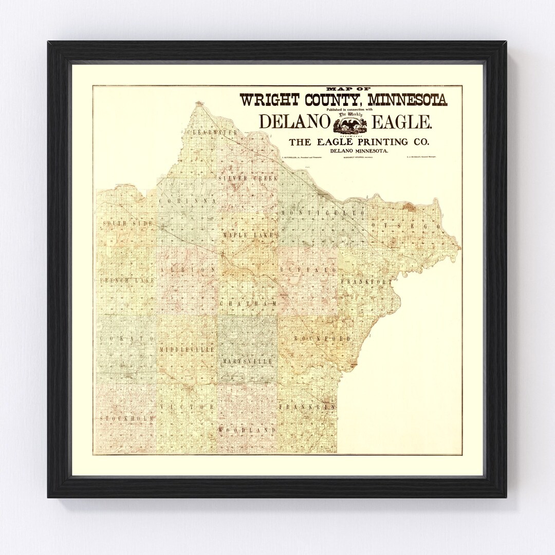 Wright County Map 1901, Vintage Wright County Map, Old Wright County ...