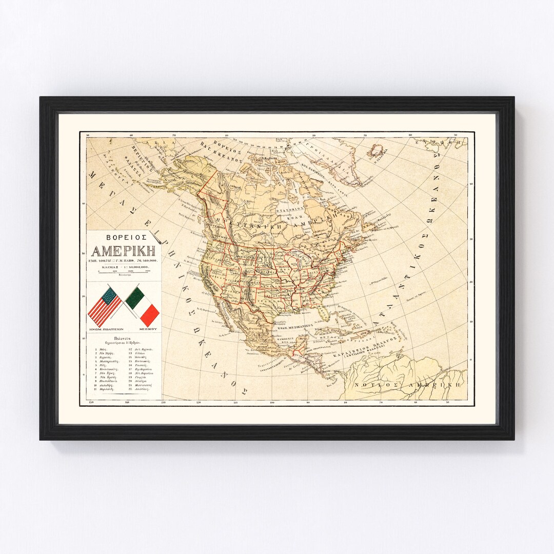 United States Map 1895, Vintage United States Map, Old United States ...