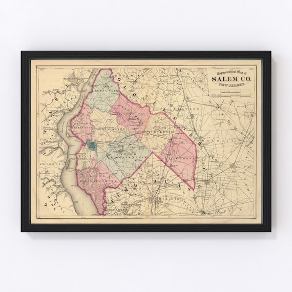 Salem County NJ Map 1872 Old Map of Salem New Jersey Art - Etsy