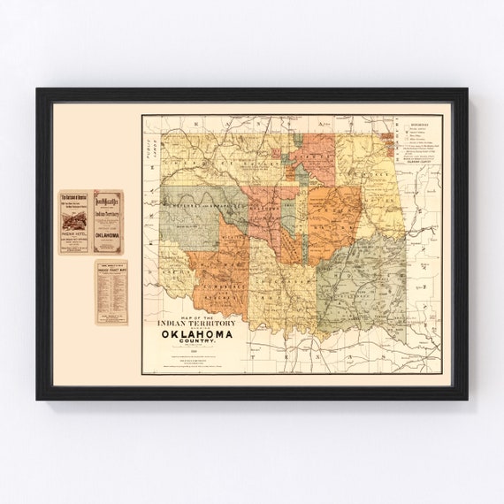 Oklahoma Map 1889 Old Map of Oklahoma Art Vintage Print - Etsy